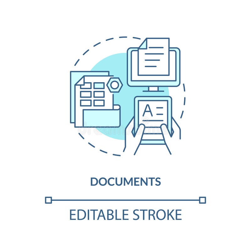 Customizable Documents Blue Linear Icon Concept Stock Vector ...
