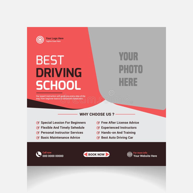 Driving School Social Media Post Template Stock Vector - Illustration ...