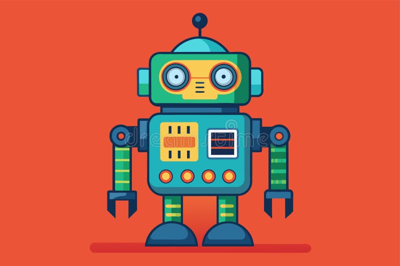 A Customizable Flat Illustration Featuring a Cartoon Robot Set Against ...