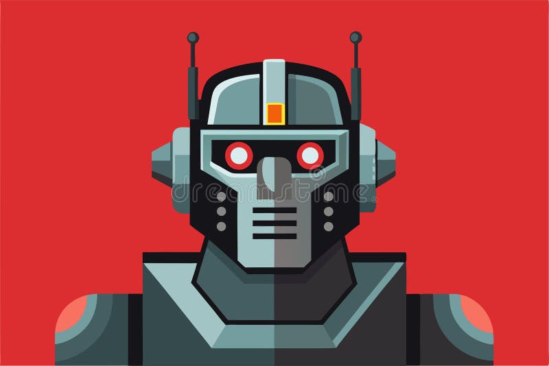 A Customizable Flat Illustration Showcases a Robot Face with Mechanical ...