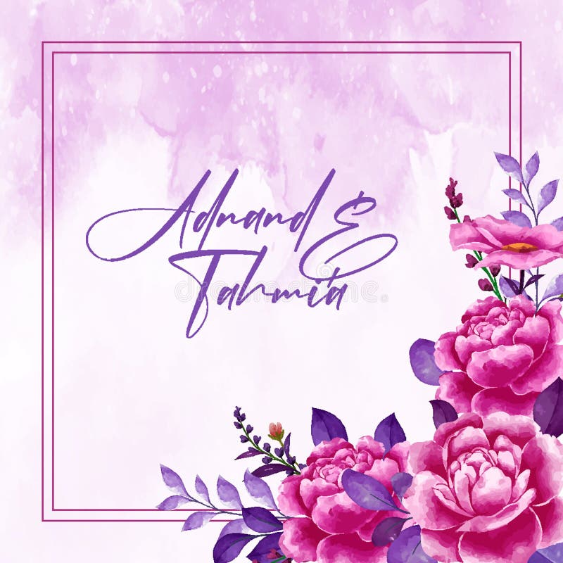 Customizable Floral Frame with Corner Flowers for Invitation Card Stock ...