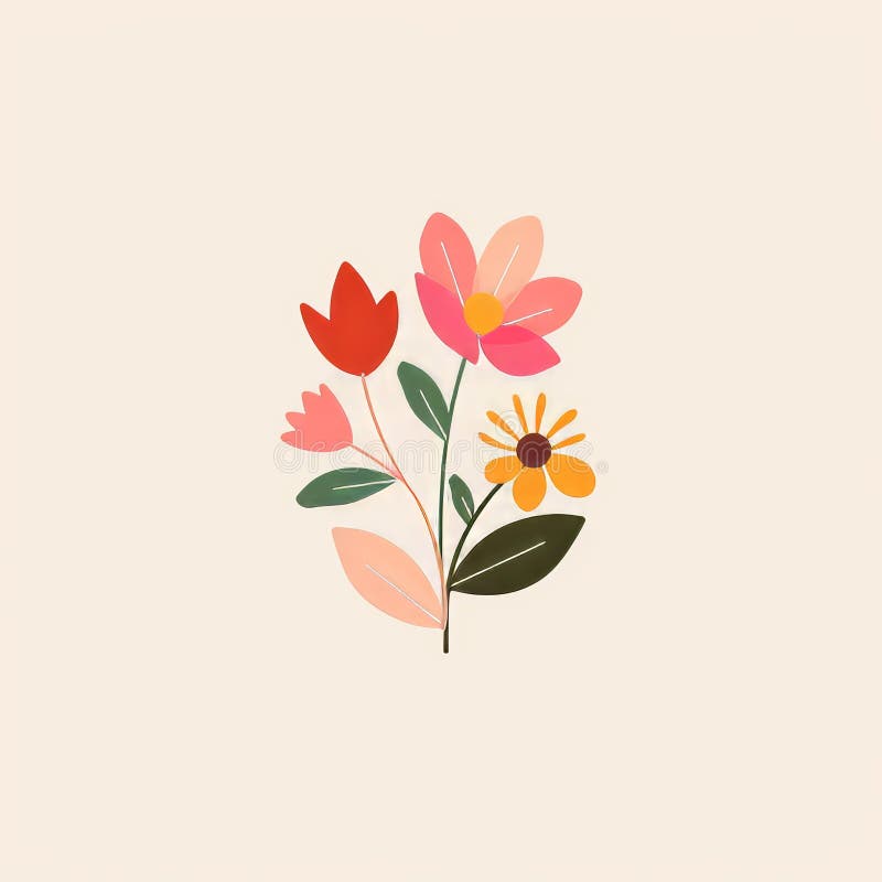 Customizable Florist Logo Design with Flat Floral Elements and Soft Font Generative AI Stock ...