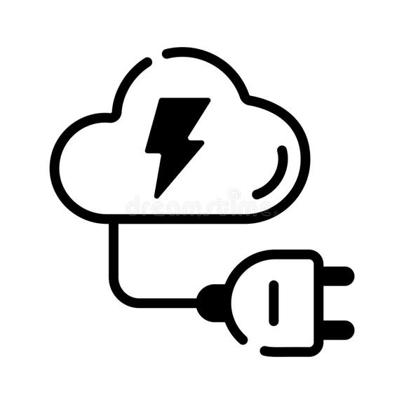 A Customizable Glyph Icon of Cloud Power Stock Vector - Illustration of ...