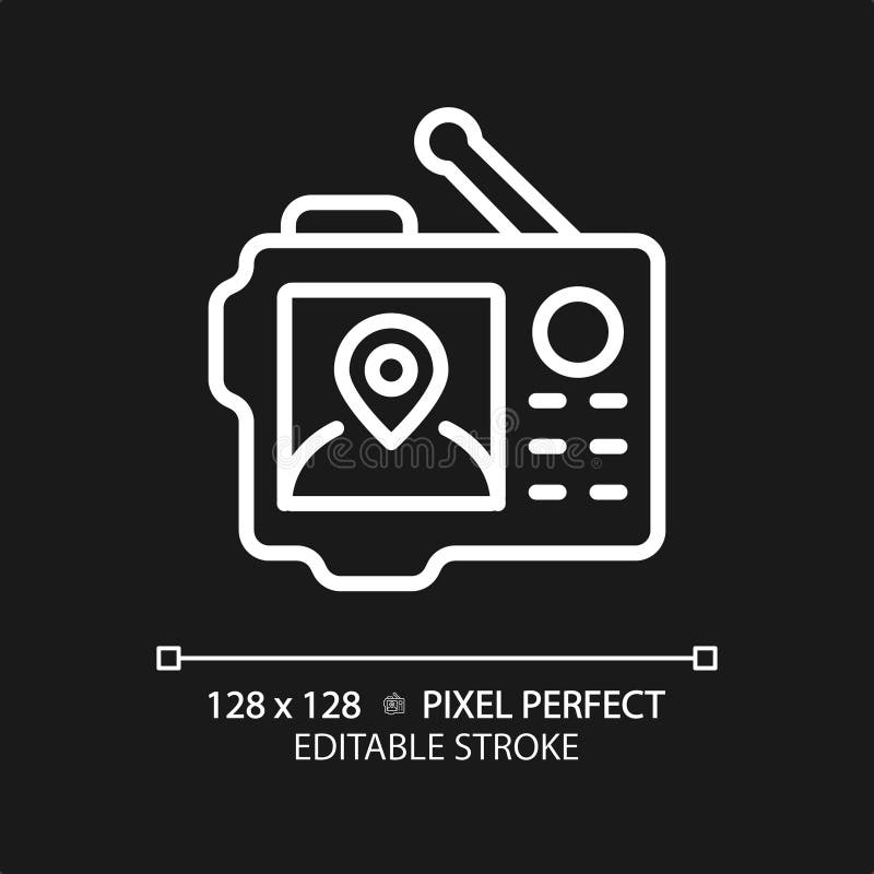 Customizable GPS White Thin Linear Icon Stock Vector - Illustration of ...