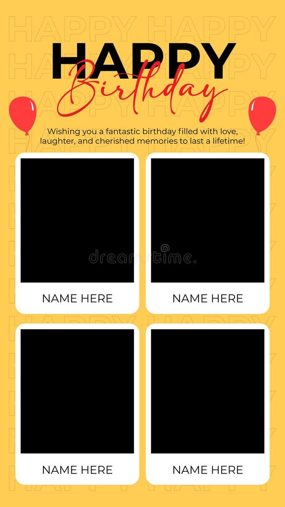 Customizable Happy Birthday Photo Booth Frame Vector Template Stock ...