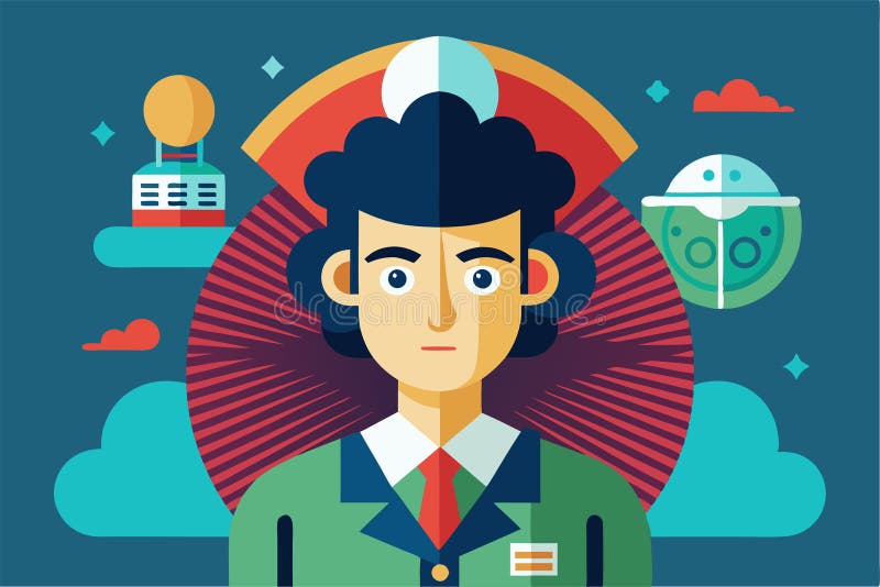 A Customizable Illustration Showcases a Figure Surrounded by Vibrant ...