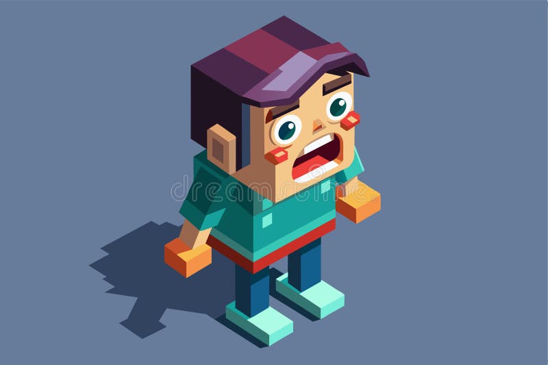 A Customizable Isometric Character Displays a Startled Expression ...