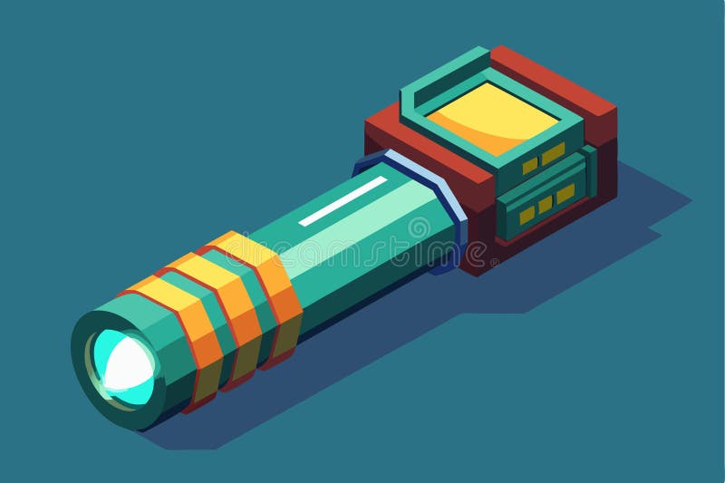 A Customizable Isometric Illustration of a Colorful Flashlight ...