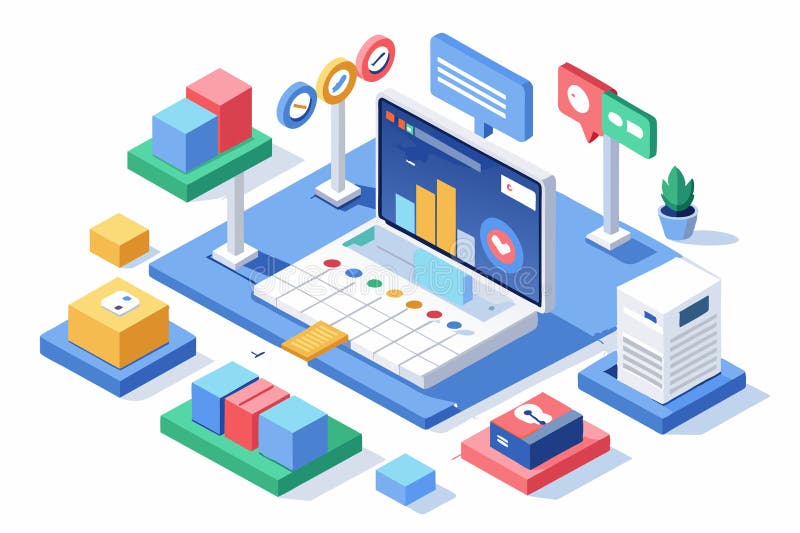 A Customizable Isometric Illustration Depicting Digital Analytics ...