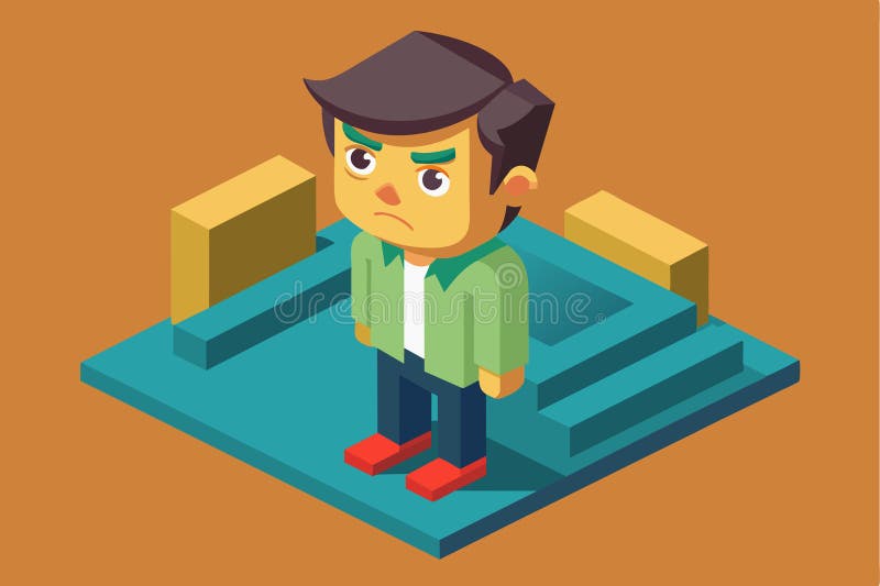 A Customizable Isometric Illustration Features a Young Character ...