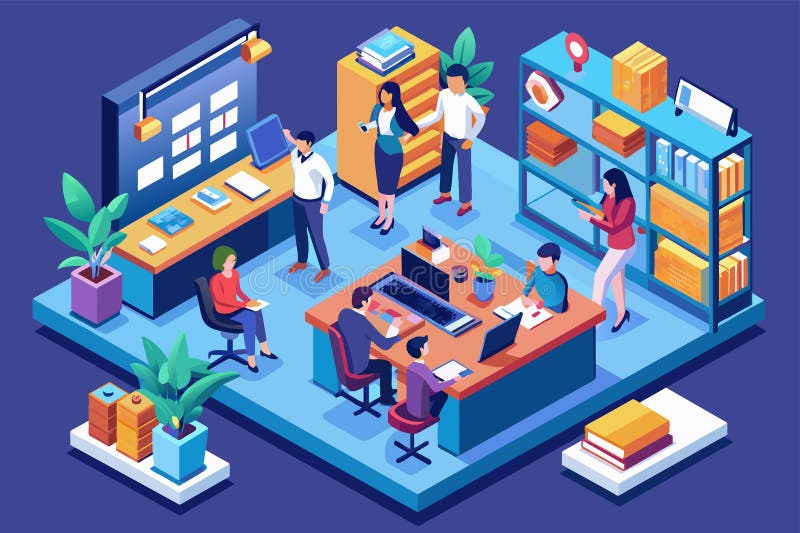 A Customizable Isometric Illustration Showing a Group of Individuals ...