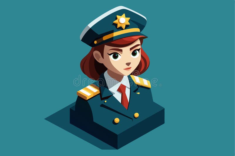 A Customizable Isometric Representation of a Woman Captain Featuring a ...