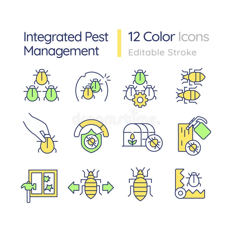 Customizable Line Icons Set for Integrated Pest Management Stock Vector ...