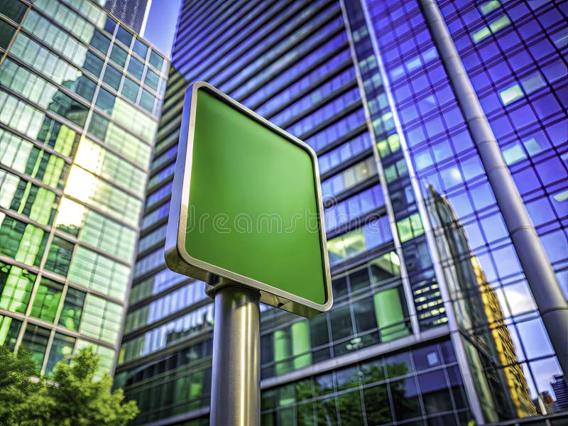 Customizable Mockup of a Commercial Pylon Sign in Front of an Office ...