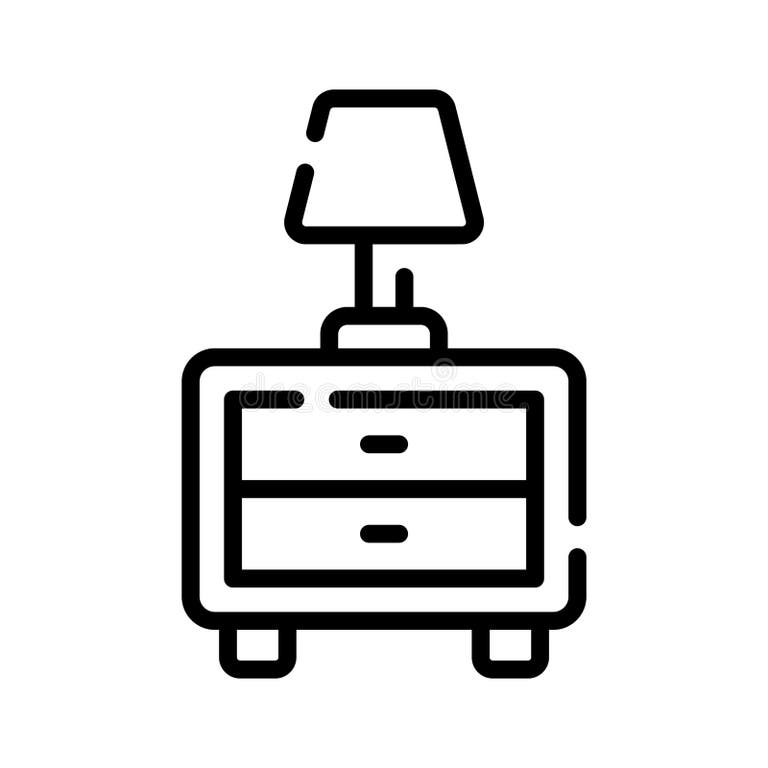 A Customizable Outline Icon of Bedside Nightstand Stock Illustration ...