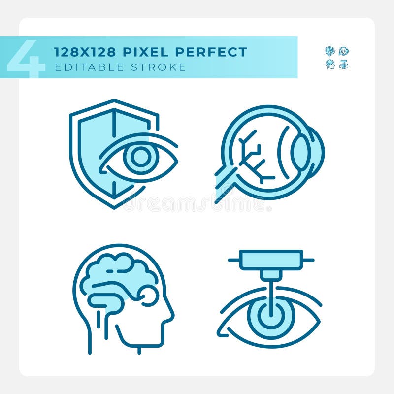Customizable Pixel Perfect Eye Care Icons Set Stock Vector ...