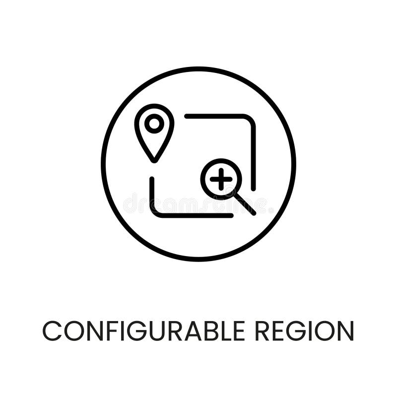 Customizable Region Line Icon Vector with Editable Stroke for Placement ...