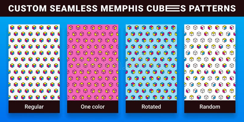 Customizable Seamless Memphis Cubes Patterns Stock Vector ...