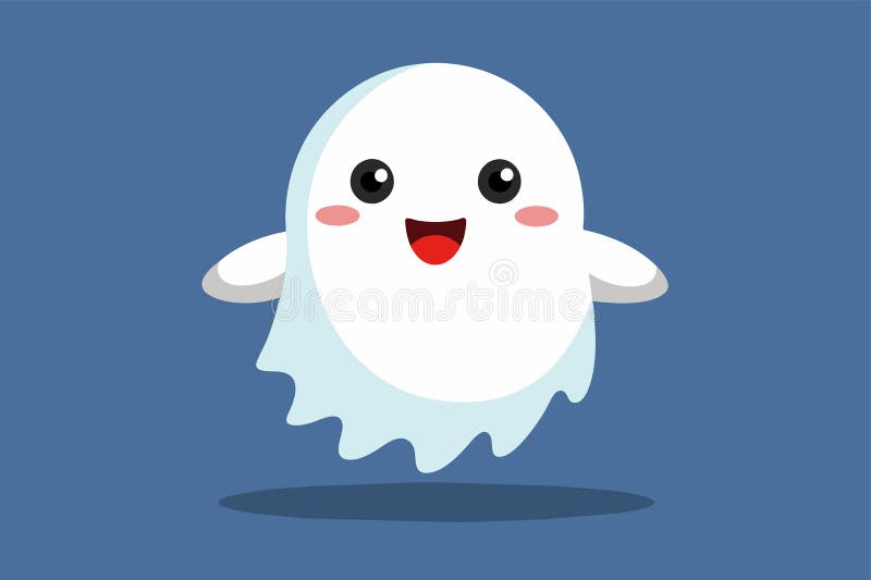 A Customizable Semi-flat Illustration of a Cute Cartoon Ghost with a ...
