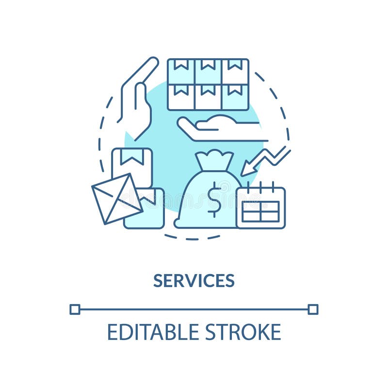 Customizable Services Line Icon Concept Stock Vector - Illustration of ...