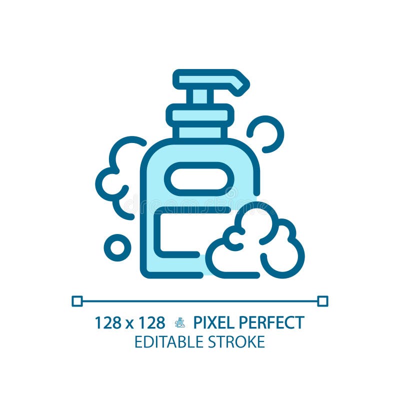 Customizable Shampoo Bottle Thin Linear Blue Icon Stock Vector ...