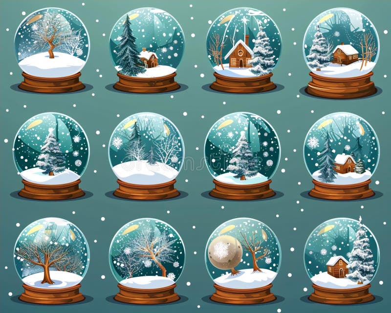 Customizable Snow Globe Collection with Filled and Empty Globes on ...