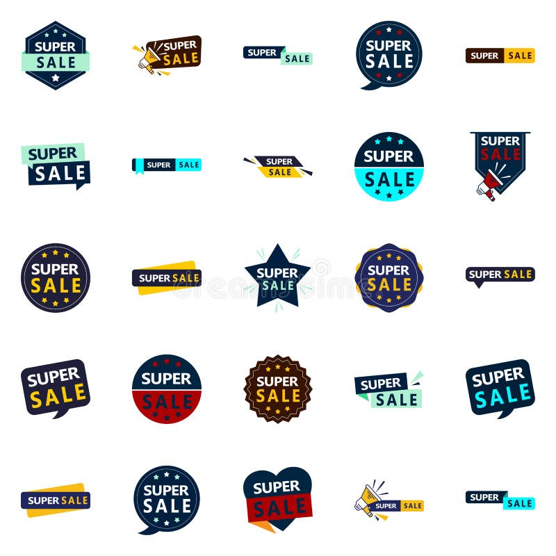 25 Customizable Super Sale Graphic Elements for Digital Marketing Stock ...