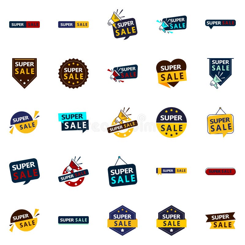 25 Customizable Super Sale Graphic Elements for Digital Marketing Stock ...