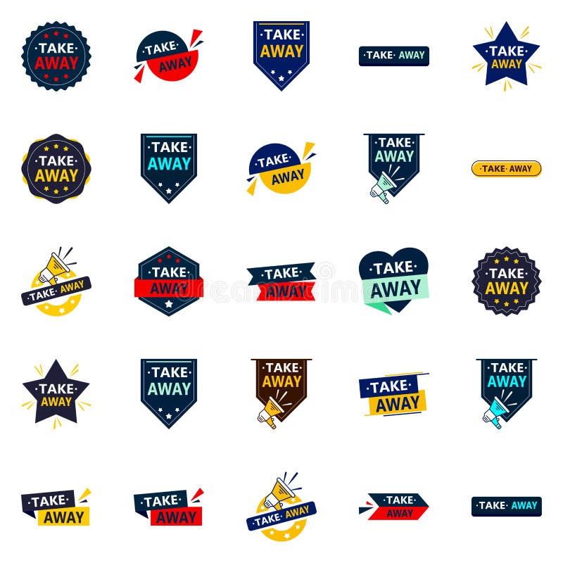 25 Customizable Vector Designs in the Take Away Pack Perfect for Food ...