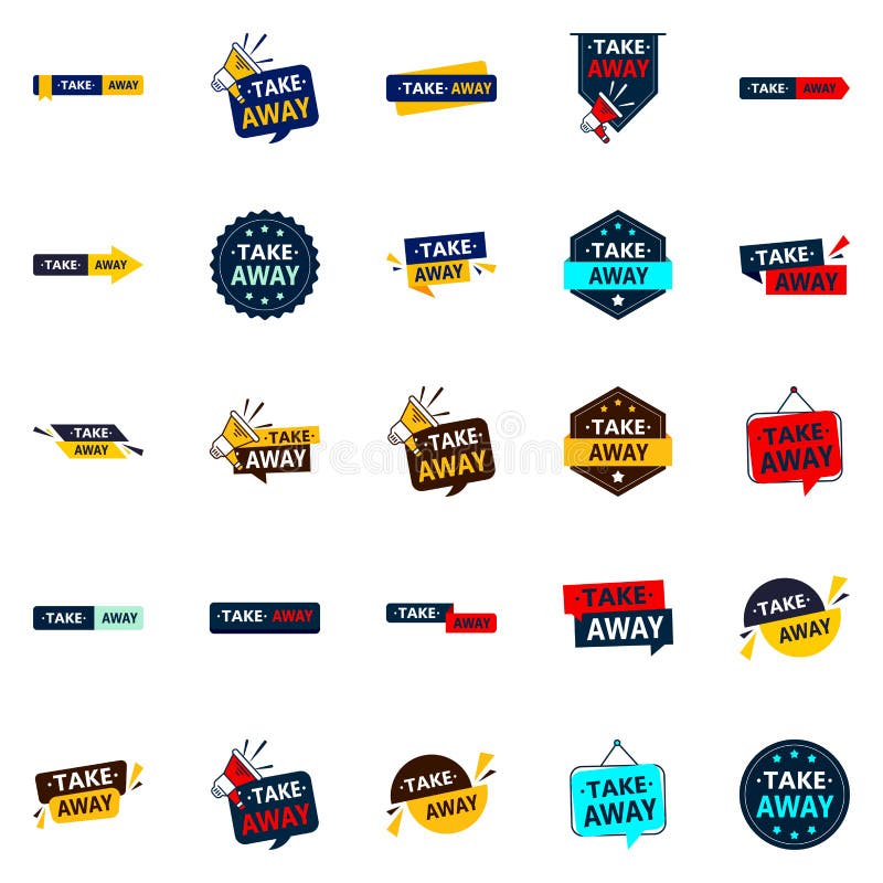 25 Customizable Vector Designs in the Take Away Pack Perfect for Food ...