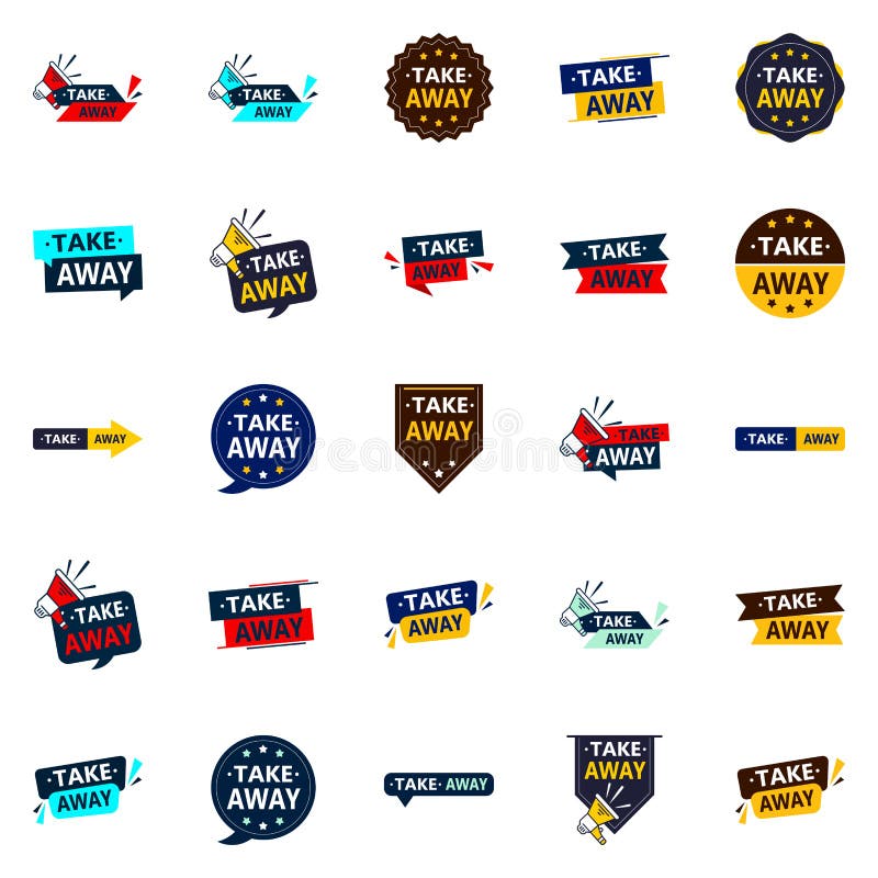 25 Customizable Vector Designs in the Take Away Pack Perfect for Food ...