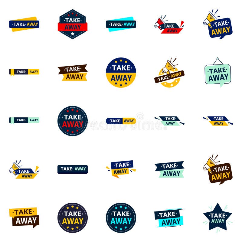 25 Customizable Vector Designs in the Take Away Pack Perfect for Food ...