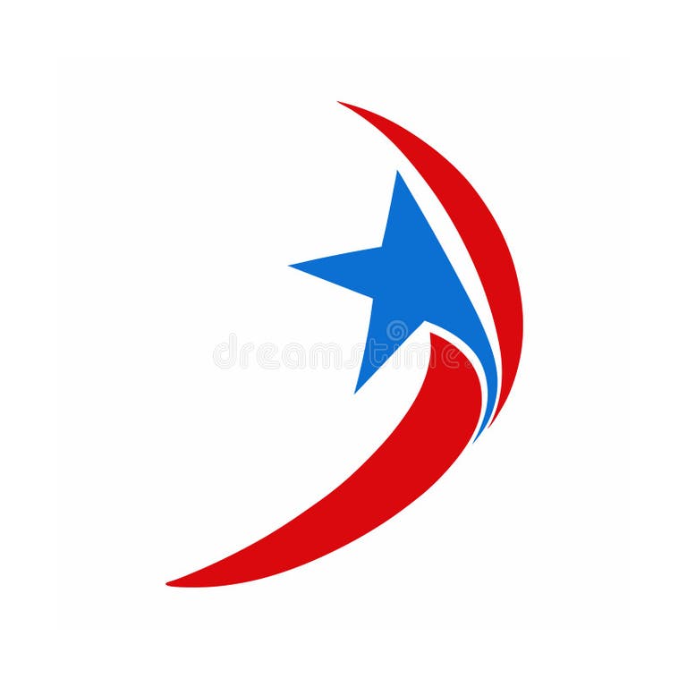 Editable Vector Logo with Red and Blue Star Swoosh Stock Illustration ...