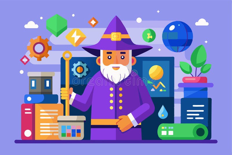 A Customizable Wizard Character is Depicted with Various Vibrant ...