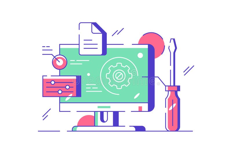 Customization and Setting Design Online Stock Vector - Illustration of ...