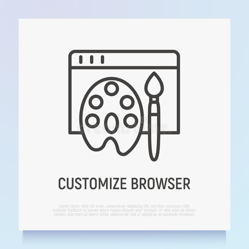 Customize Browser Thin Line Icon: Web Page with Paint Palette and Brush ...