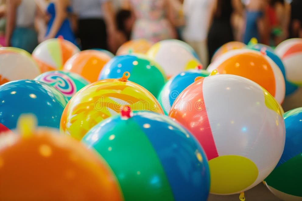 Customized Beach Balls among a Party Crowd Stock Photo - Image of ...