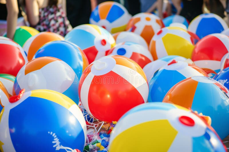 Customized Beach Balls among a Party Crowd Stock Photo - Image of ...