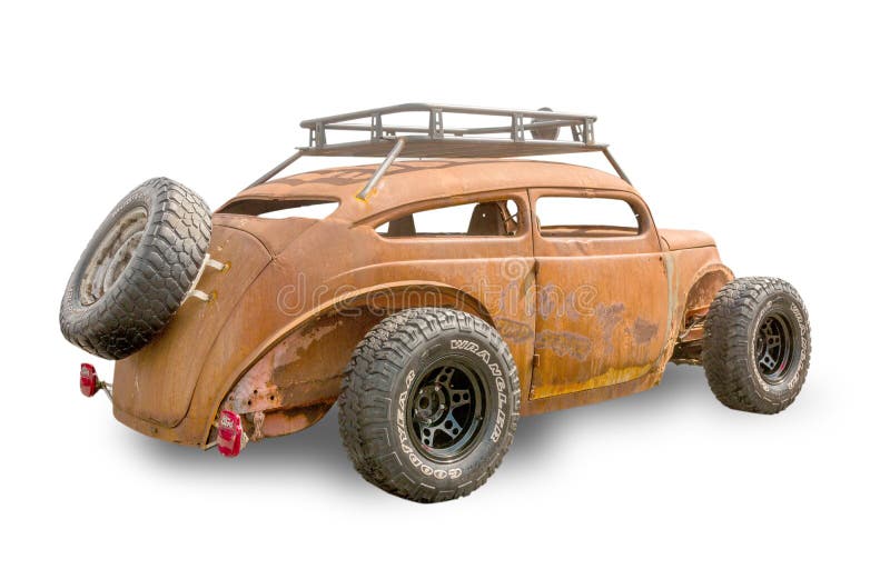 Customized Classic Lowrider Hot Rod Roadster with Exposed Engine, Big ...