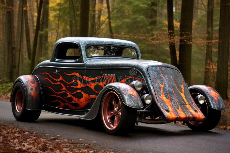 Customized Hot Rod with Unique Paint Job Stock Photo - Image of speed ...