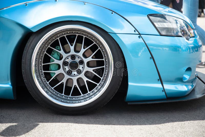 Customized Powerful Lowered and Slammed Car with Custom Rims. Unique ...