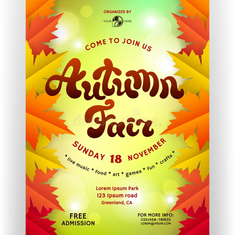 Autumn Fair Poster Design Template for Invitation. Stock Vector ...