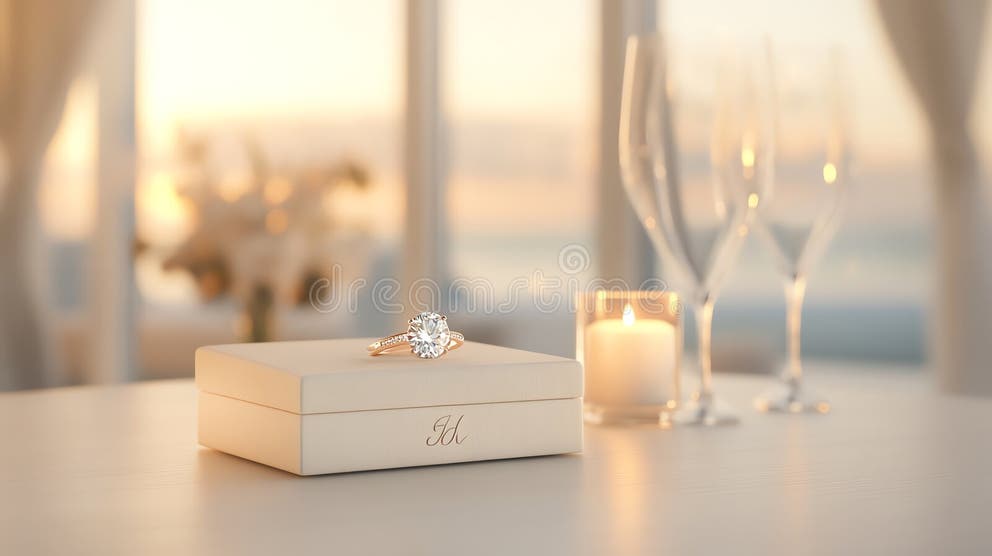 Customized Wedding Ring Box with Initials, Elegant Proposal Scene, 3D ...