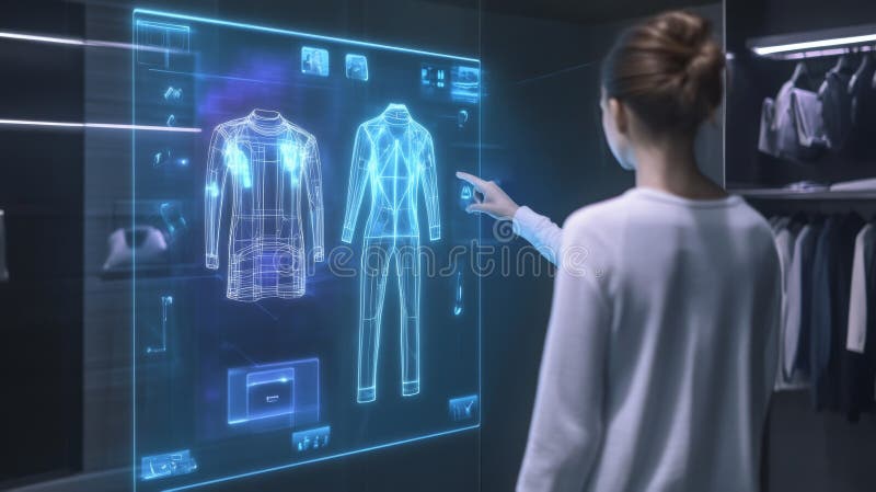 Customizing Outfits with AI Technology in a Futuristic Dressing Room ...