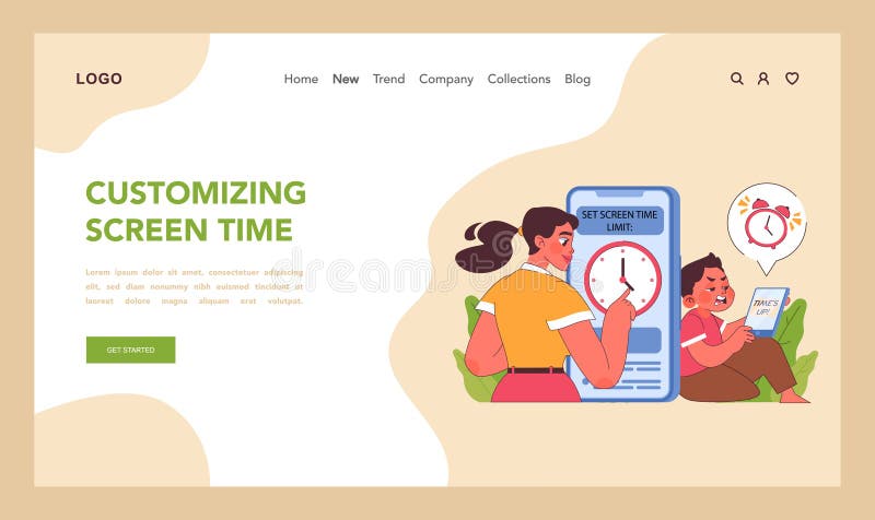 Customizing Screen Time Concept. Flat Vector Illustration Stock Vector ...