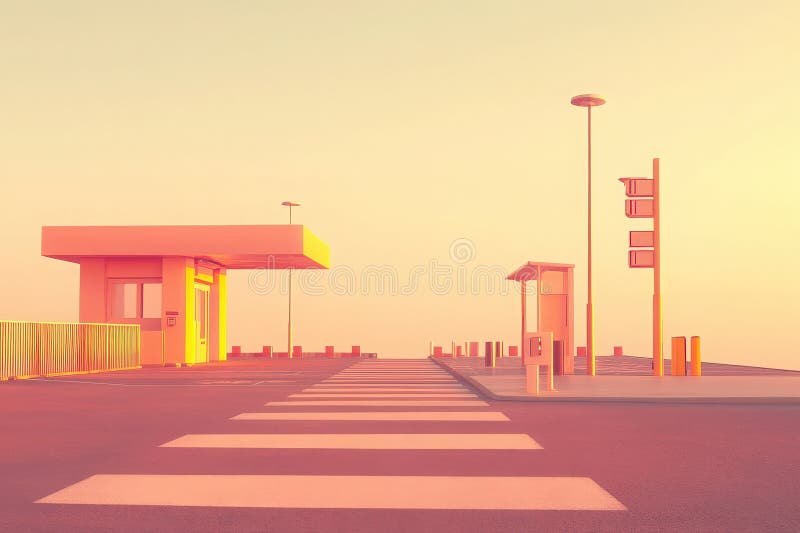 Customs Checkpoint at Sunrise with Clear Skies and Modern Architecture ...