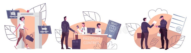 Customs Control Compositions Set Stock Vector - Illustration of ...