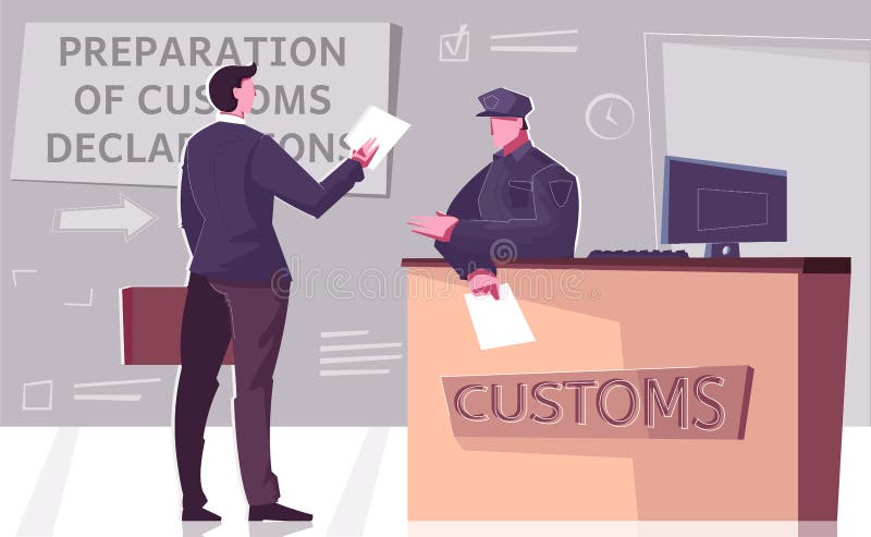 Customs Declaration Flat Composition Stock Vector - Illustration of ...