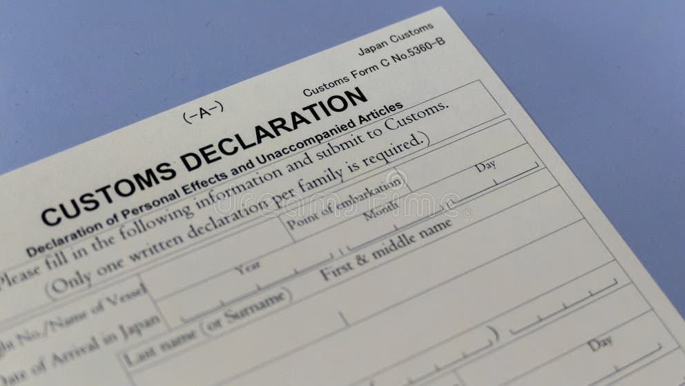 Customs Declaration Form at Airport Counter Editorial Stock Photo ...