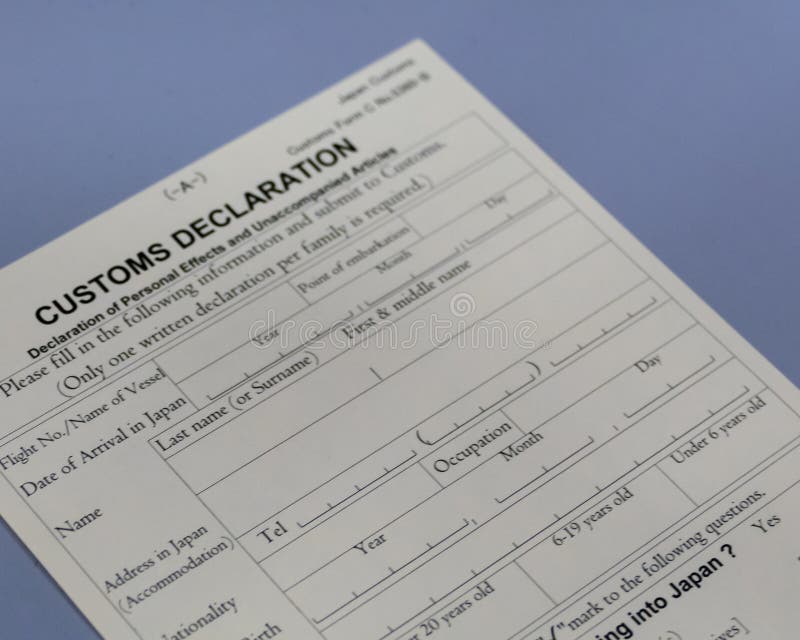 Customs Declaration Form at Airport Counter Stock Photo - Image of data ...